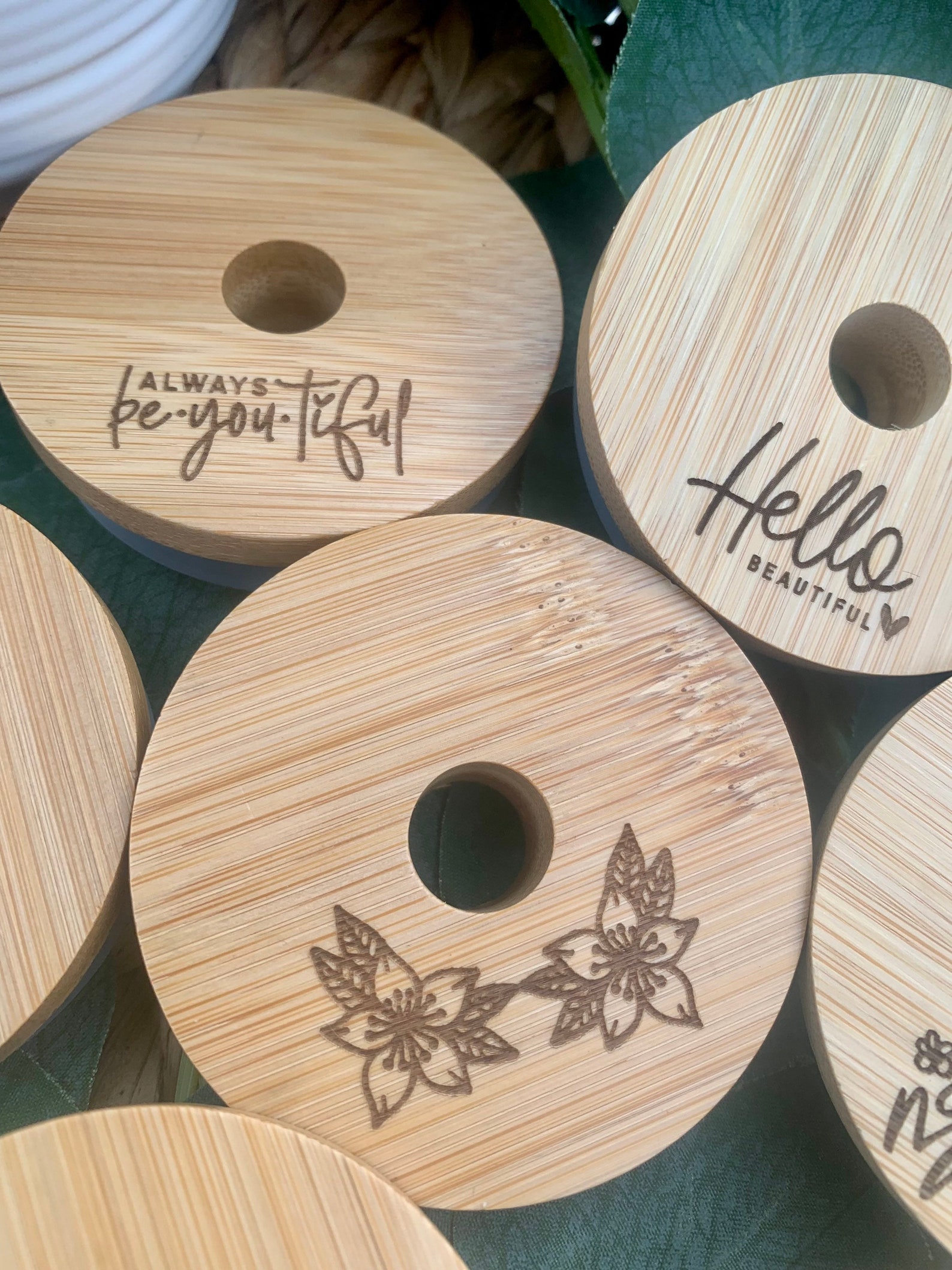 Engraved Bamboo Lid Beer Can Glass Lid Libbey Glass Coffee - Etsy