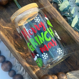 The Grinch Beer Can Glass, Merry Grinchmas, Libbey Glass, Christmas ...