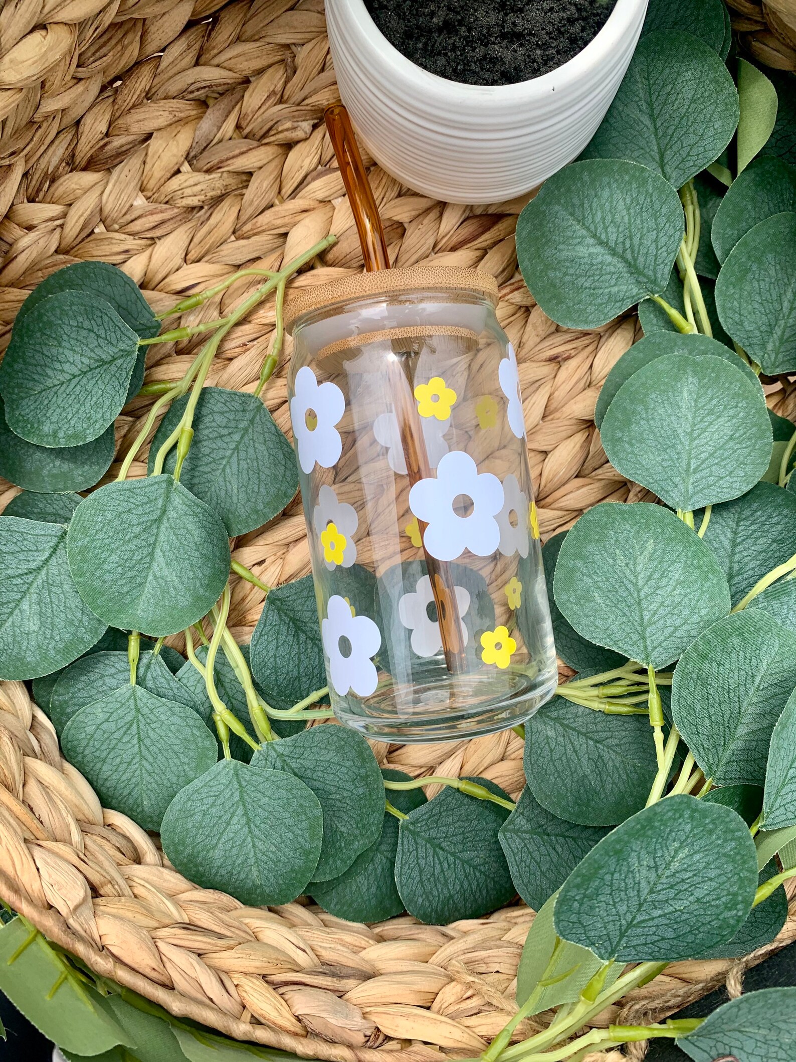 Retro Flower Beer Can Glass Floral Beer Can Glass Beer - Etsy