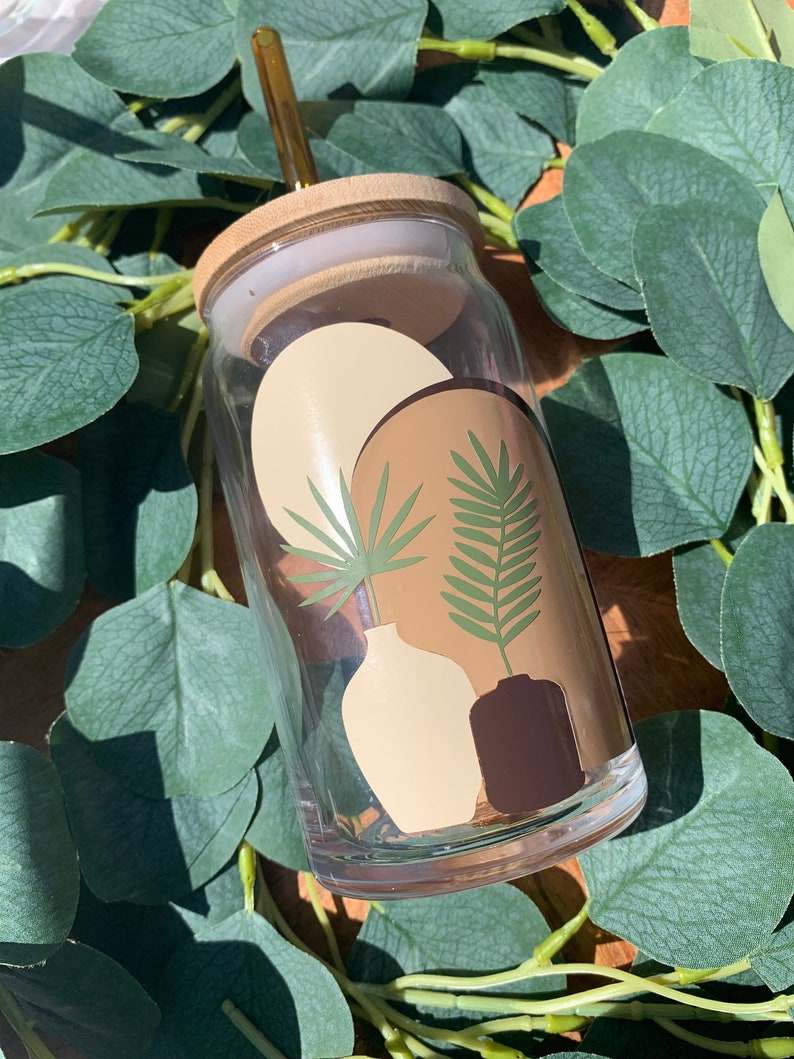 BOHO Plants Beer Can Glass Boho Style Beer Can Glass Beer - Etsy