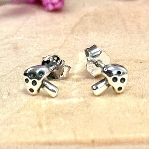 Cute Dainty Mushroom Stud Earrings | Solid 925 Sterling Silver Toadstool Earrings Push Back ...