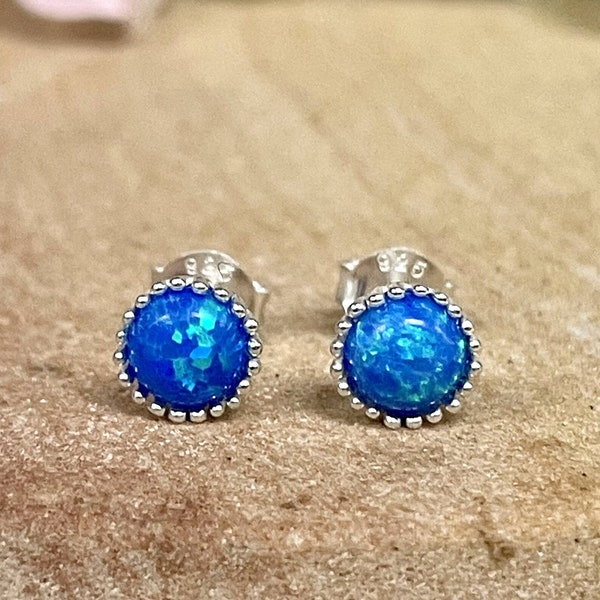 Lab Created Opal Blue Earrings - Etsy