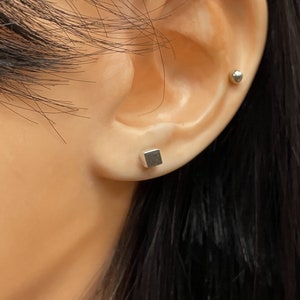Tiny Cube Stud Earrings Solid 925 Sterling Silver - Etsy