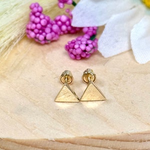 Plain Triangle Stud Earrings | Solid 14k Yellow Gold Earrings Screw ...