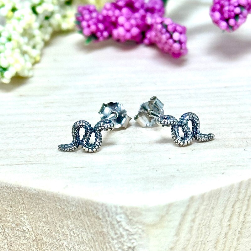 Silver Snake Earrings - Etsy