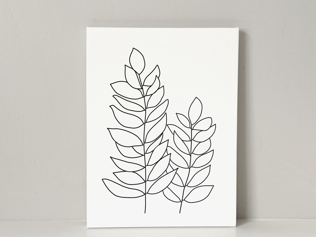 Printable Wall Art | Leaf Sprigs | Black and White | Modern Botanical ...
