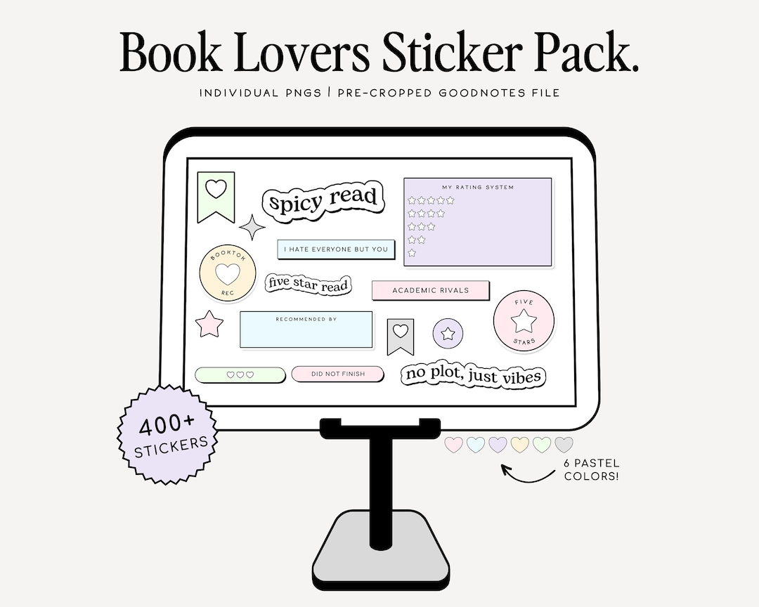 Book Lovers Digital Sticker Pack | Pastel | Romance Lovers Stickers ...