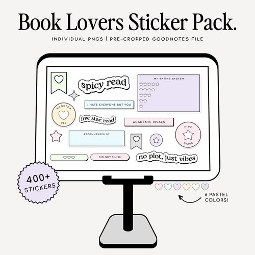 Book Lovers Digital Sticker Pack Pastel Romance Lovers - Etsy