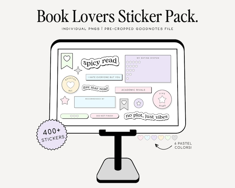 Book Lovers Digital Sticker Pack | Pastel | Romance Lovers Stickers ...