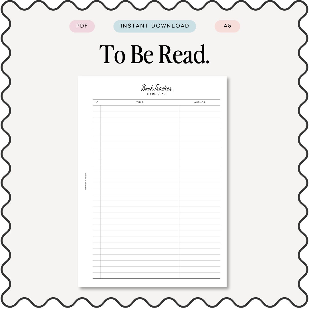 To Be Read TBR List A5 Printable Insert Reading Journal - Etsy