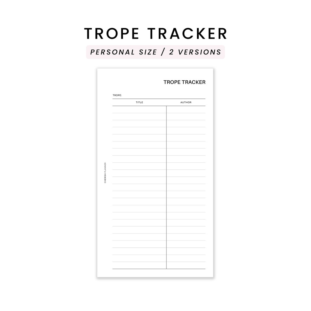 Trope Tracker Personal Planner Insert Book Tracker Minimal Reading ...