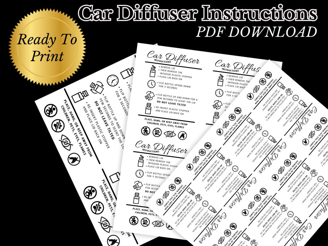 Car Diffuser Care Card PDF Instant Download, Minimalist Style, 3 Sizes ...