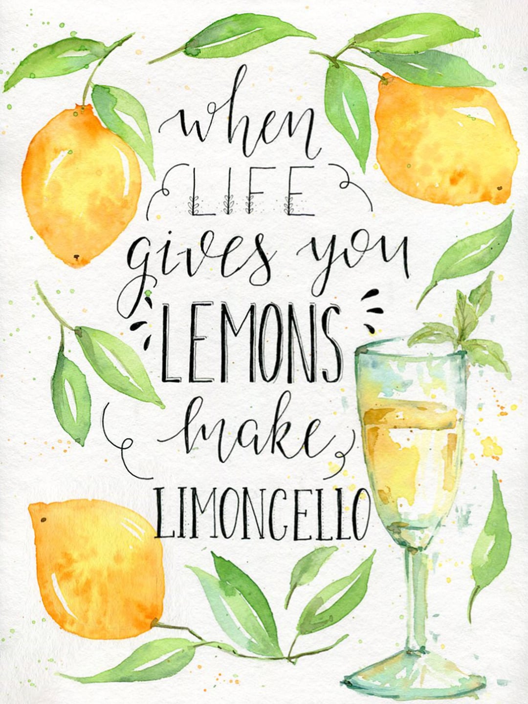 When Life Gives You Lemons, Make Limoncello. Original Watercolor ...