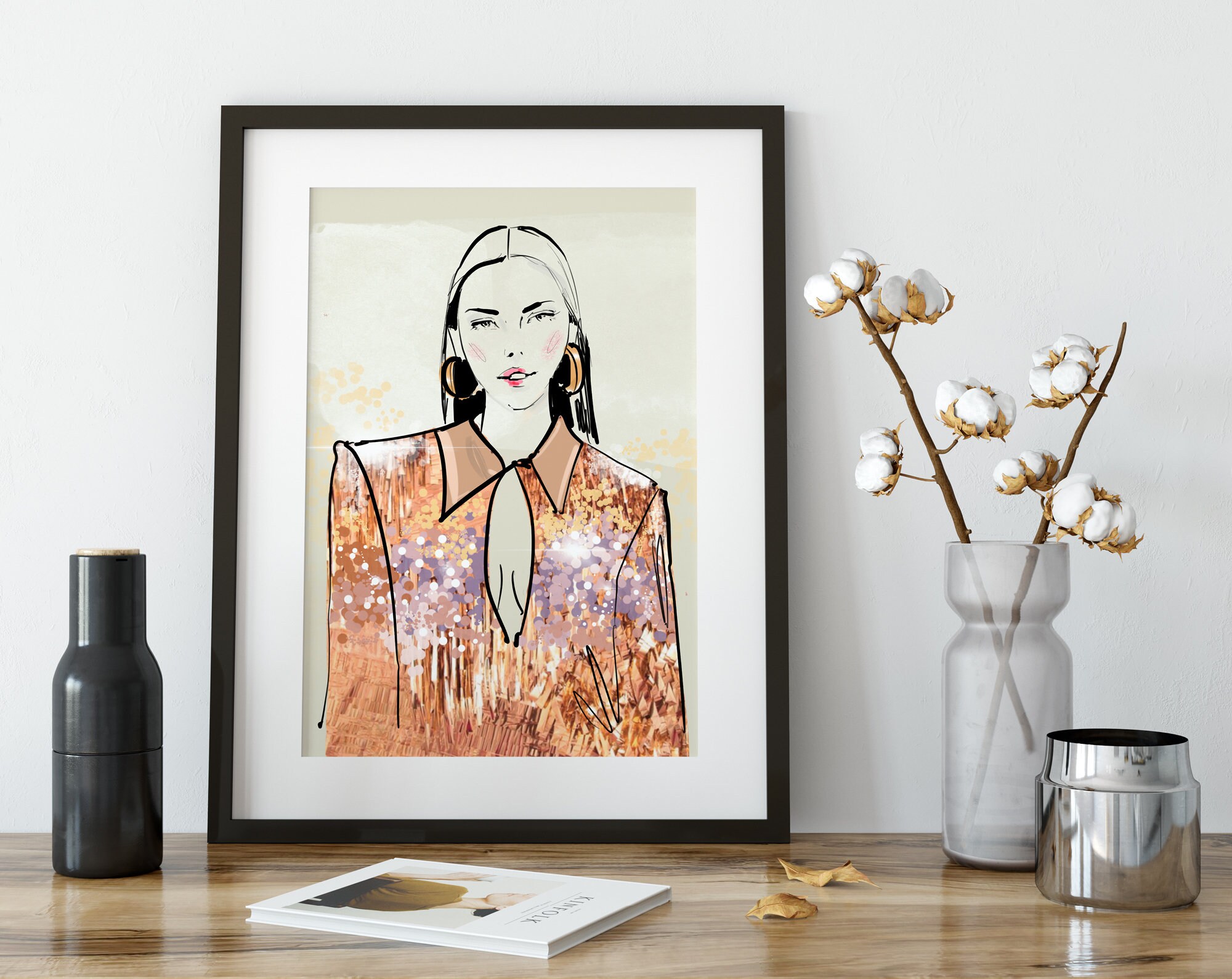 Printable Wall Art With Beautiful Girl in Glittering Top. Perfect ...
