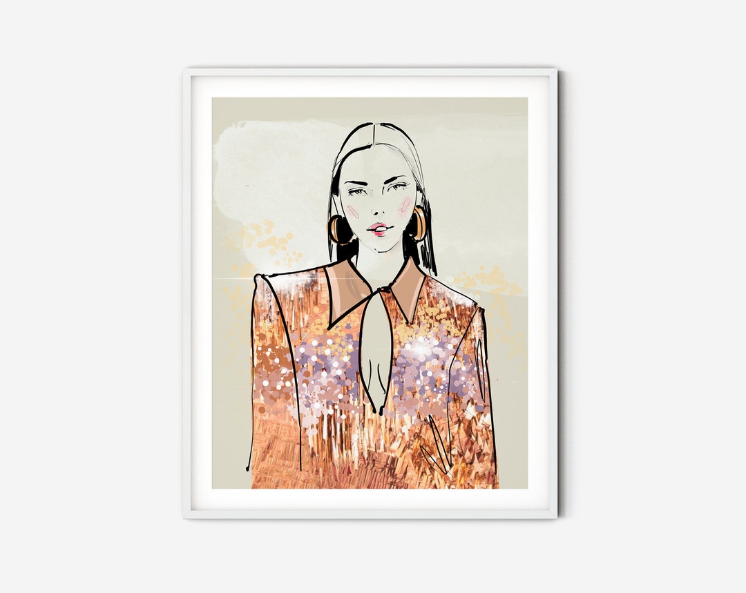 Printable Wall Art With Beautiful Girl in Glittering Top. Perfect ...