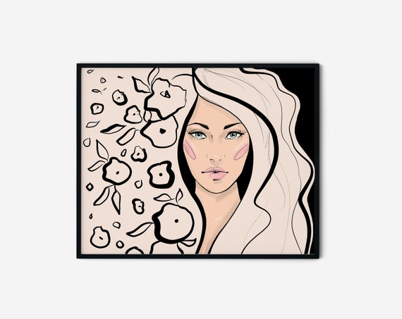 Romantic Girl Horizontal Digital Poster Fashion & Beauty - Etsy