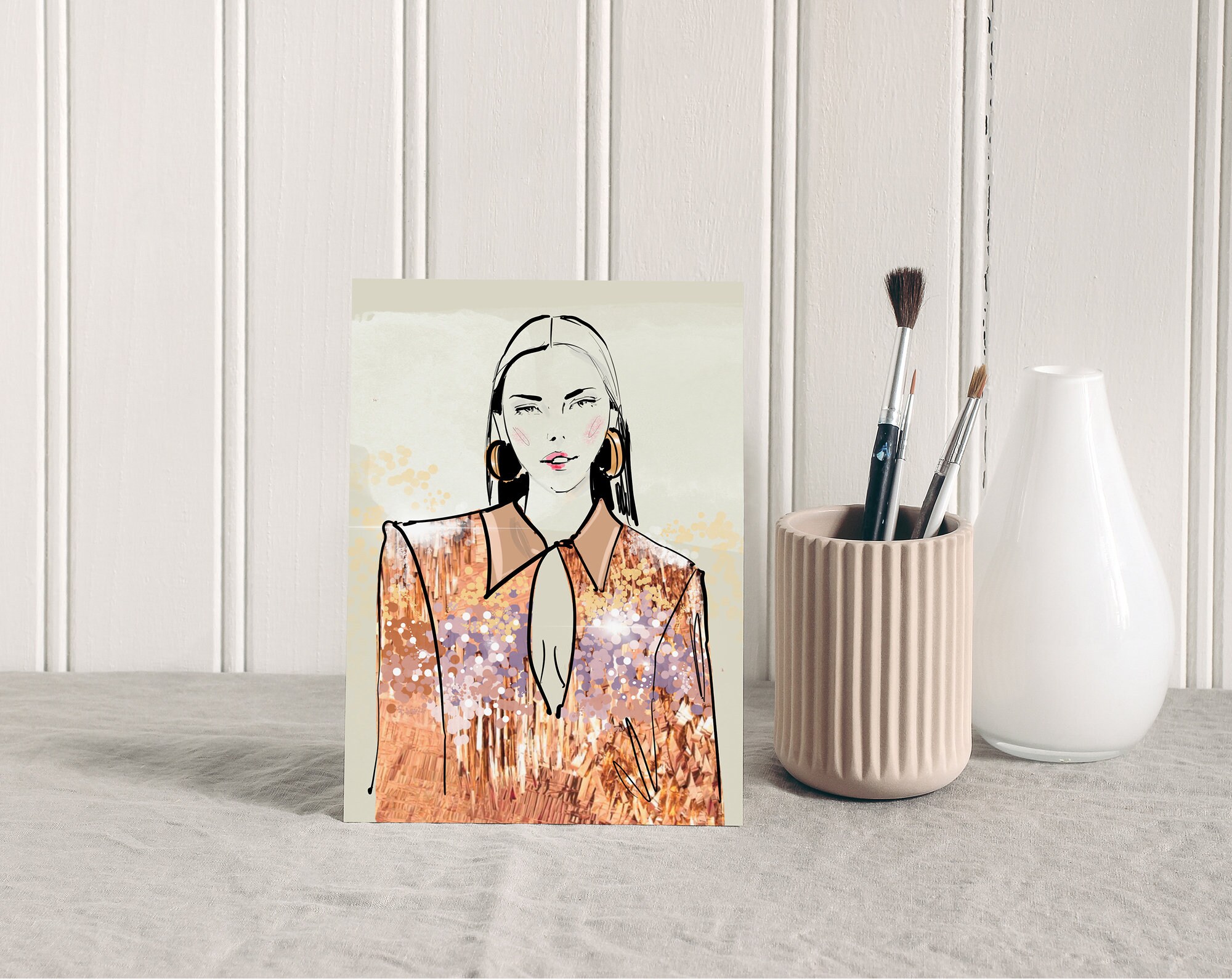 Printable Wall Art With Beautiful Girl in Glittering Top. Perfect ...