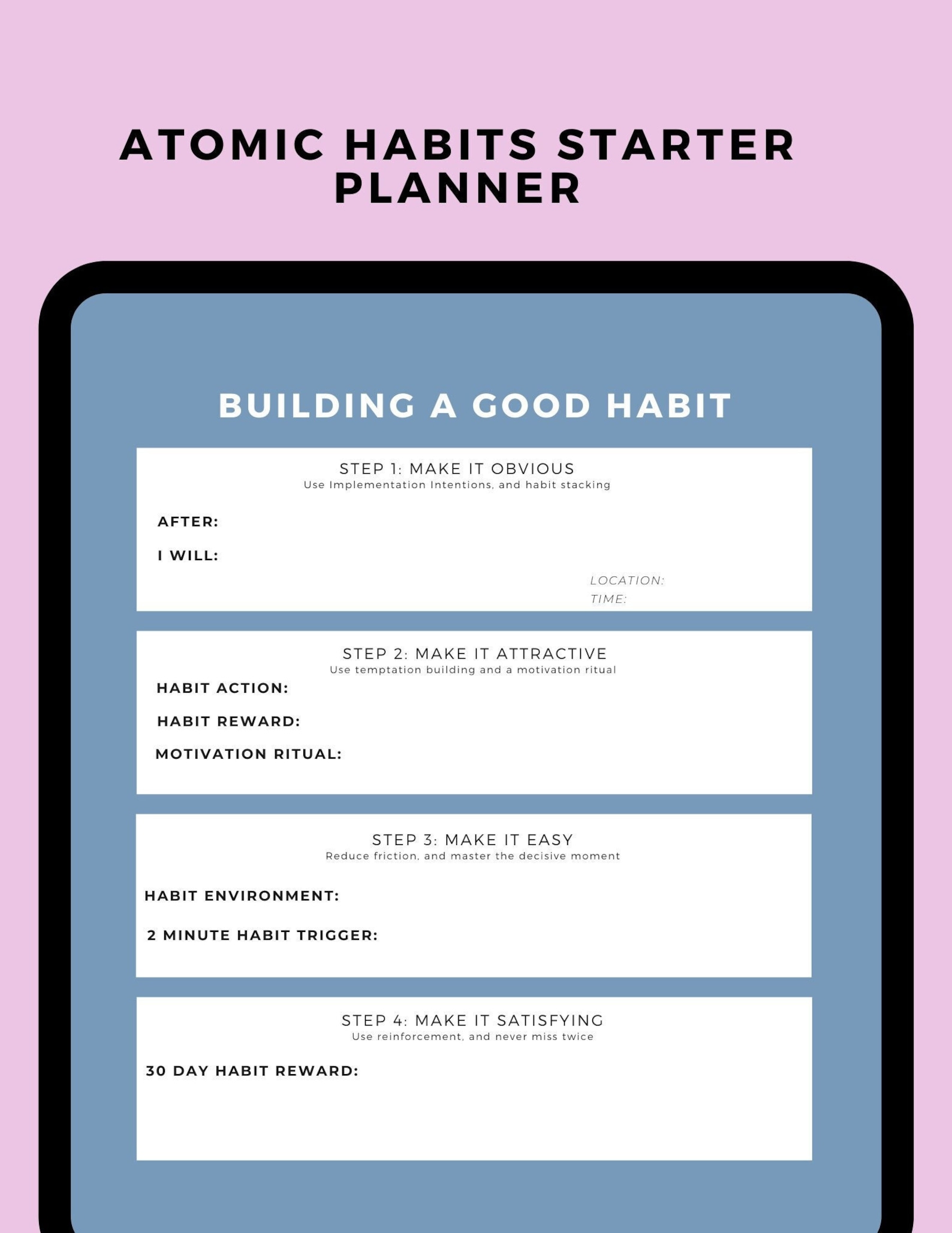 Atomic Habits Printable Starter Planner, Create Good Habits Template ...