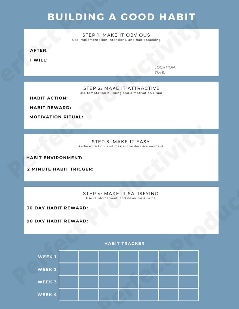 Atomic Habits Printable Starter Planner, Create Good Habits Template ...