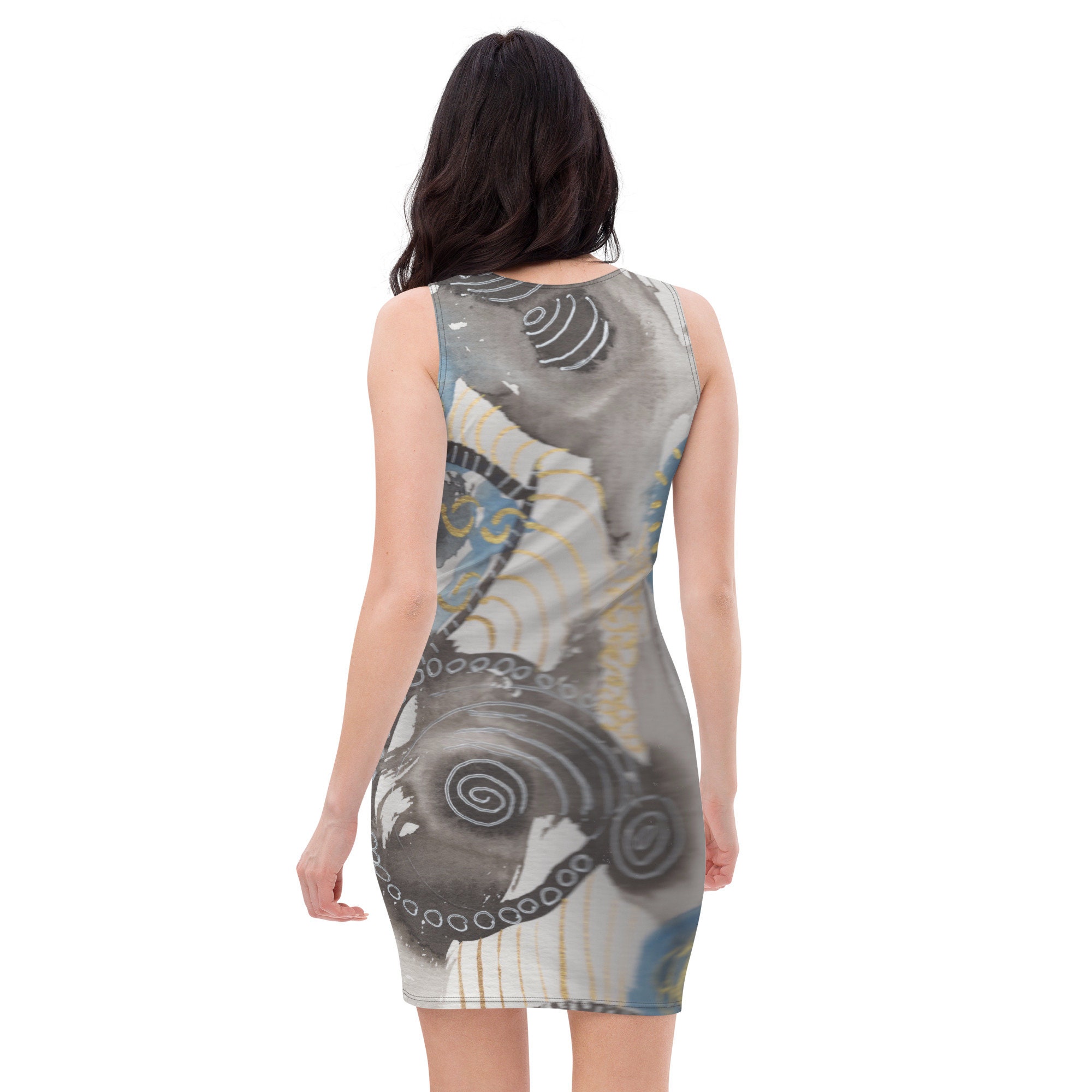 Abstract Art Dress Fitted Body Con Dress Printed From - Etsy
