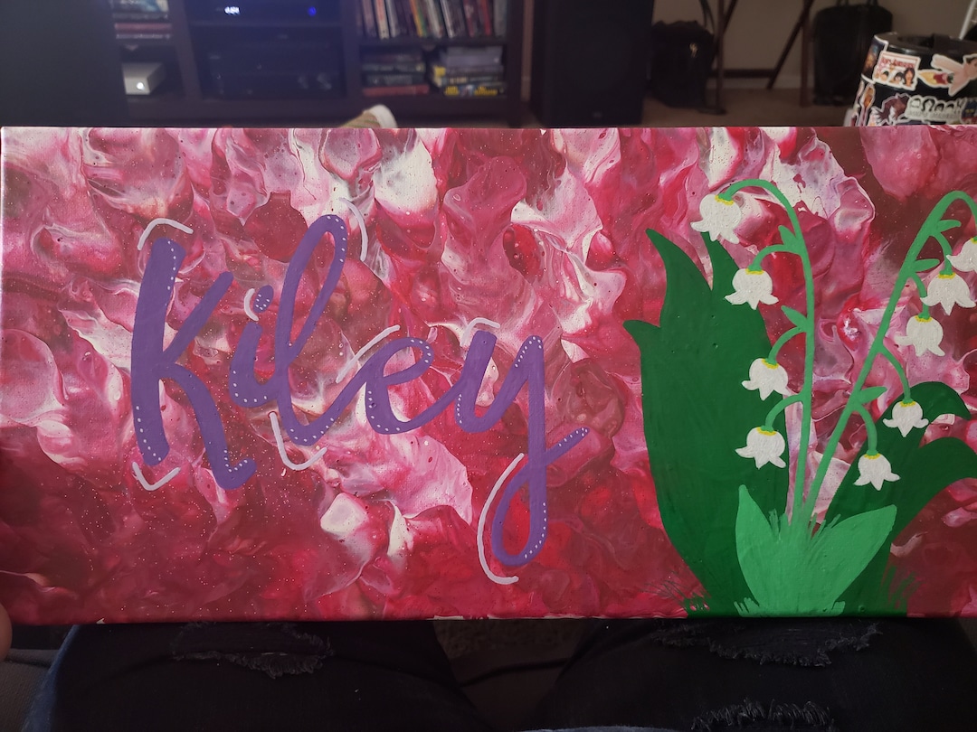 Custom Canvas Name Art - Birthday Baby Name Gift - Paint Pour and Name ...