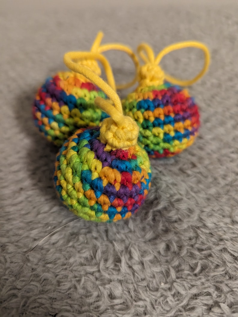 3 Crocheted Rainbow Ornaments - Etsy