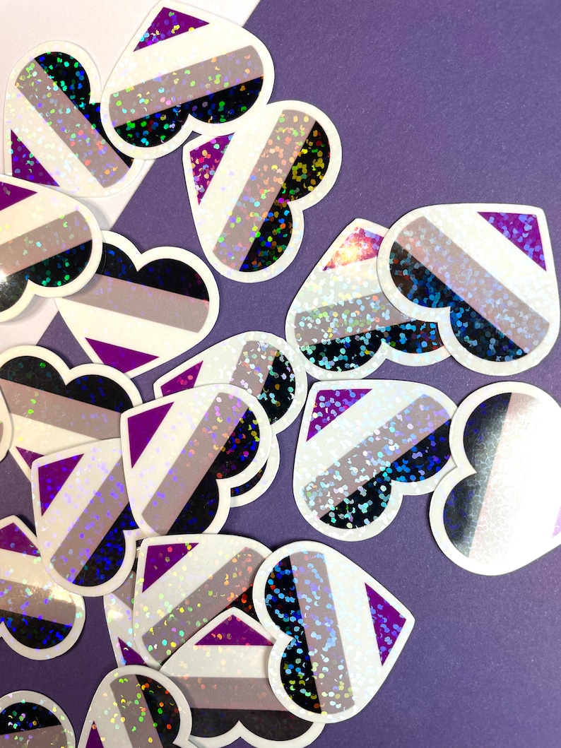 Asexual Sticker,heart,pride Flag,lgbtqia,lgbt,holographic,waterproof ...