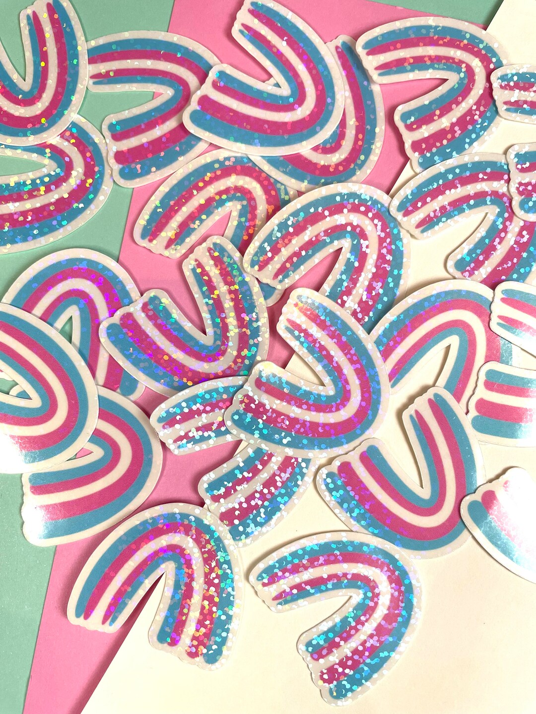 Transgender Pride LGBT Rainbow, Set of 5 Mini Die Cut Holographic ...