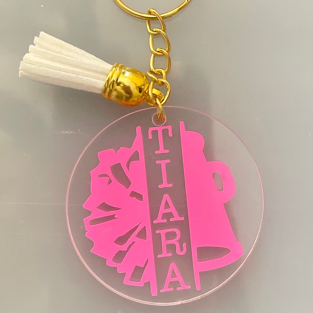 Custom Cheer Cheerleading Keychain, Round Acrylic Keychain ...