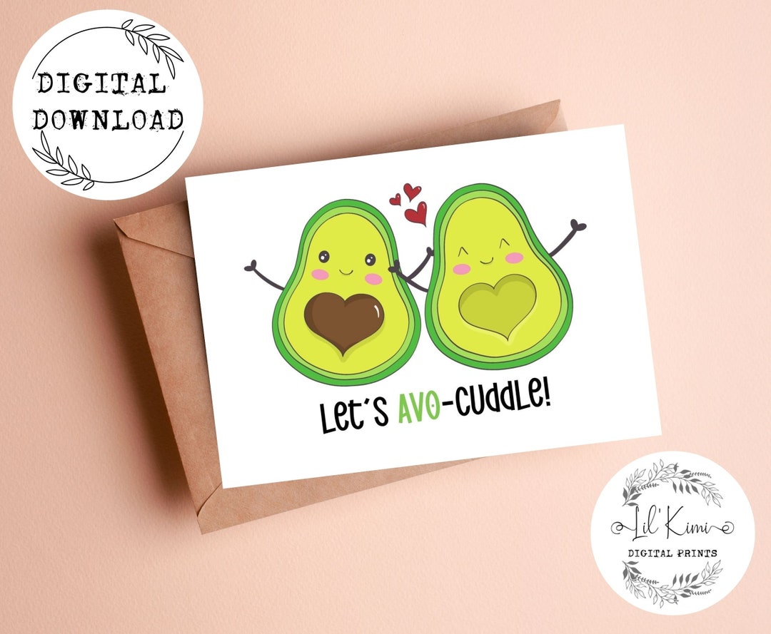 Let's Avo-cuddle Card Anniversary Card Card for Him Card for Her Pun ...