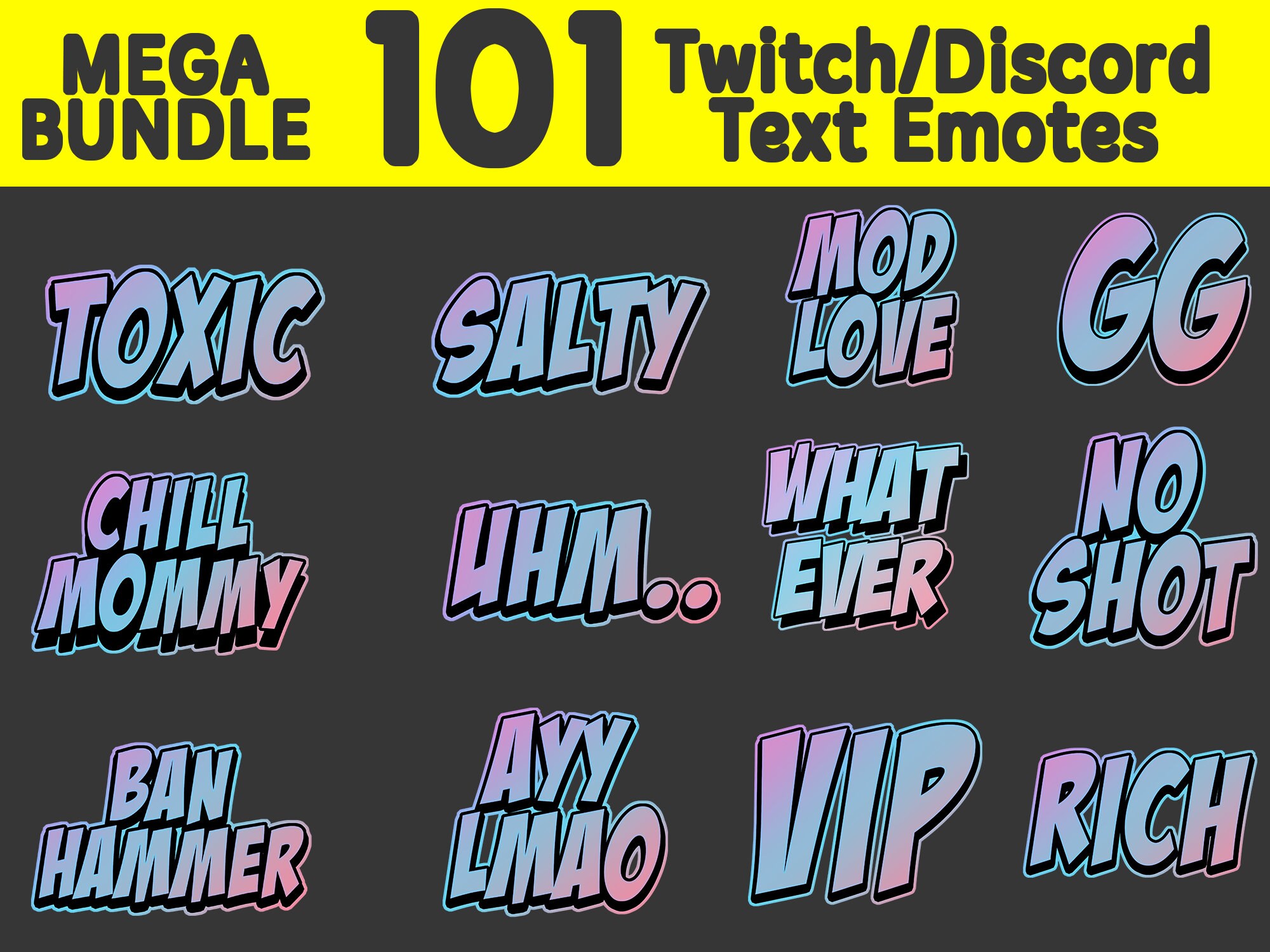 101+ Twitch and Discord Text Emotes Bundle | Twitch and Discord Emotes ...