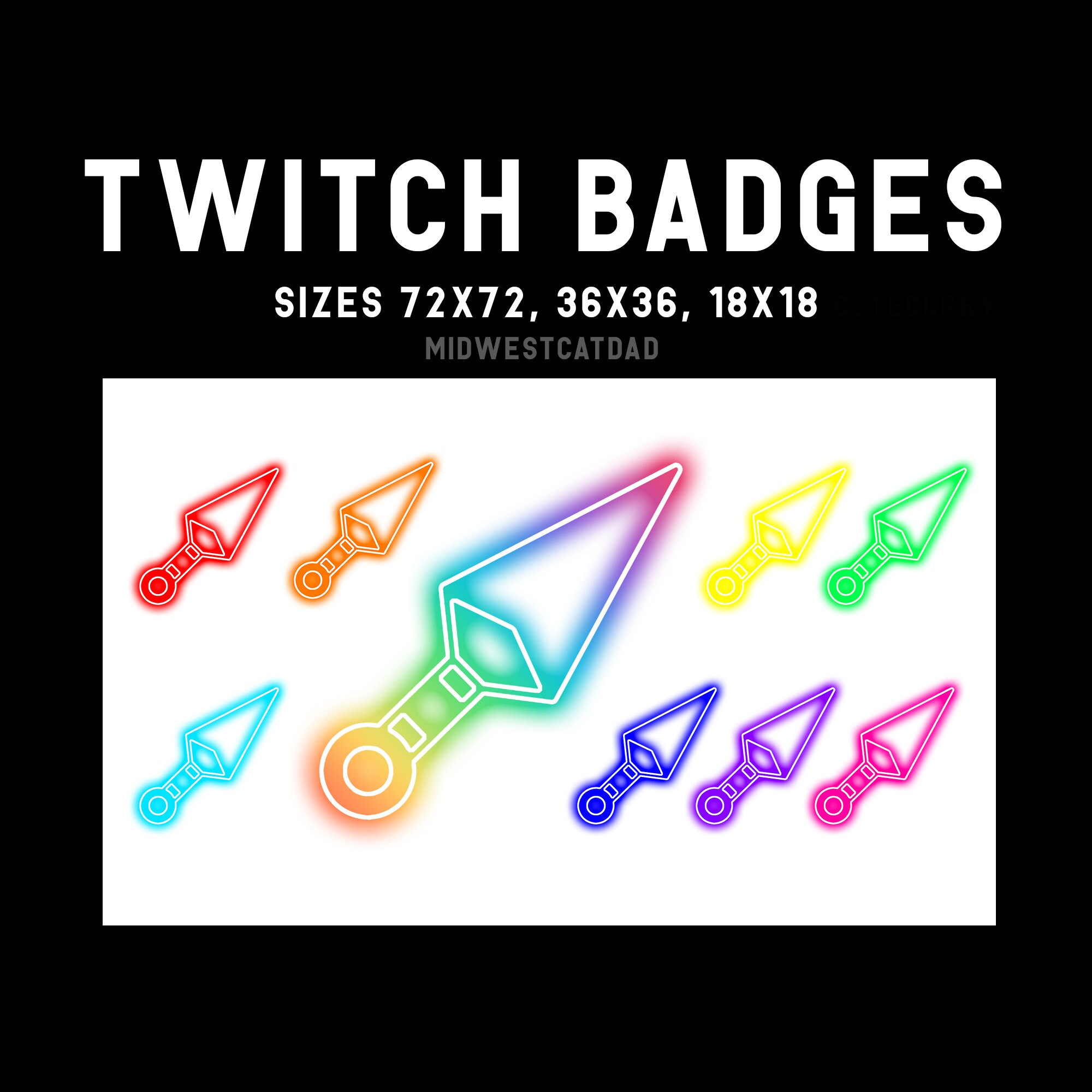 Neon Kunai Twitch Badges, Twitch Sub Badges, Twitch Bit Badges ...