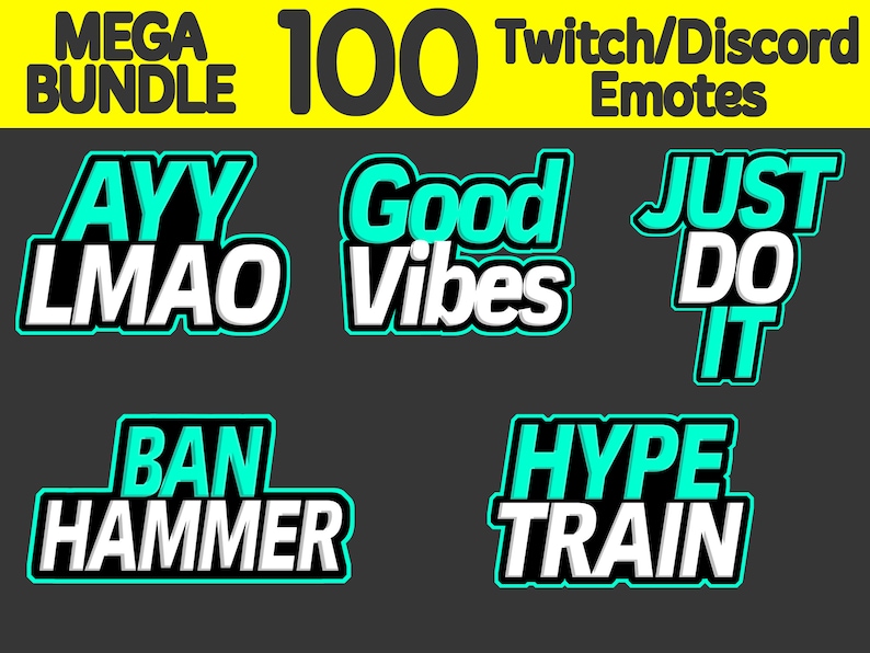 100 Twitch and Discord Text Emotes Bundle | Twitch and Discord Emotes ...