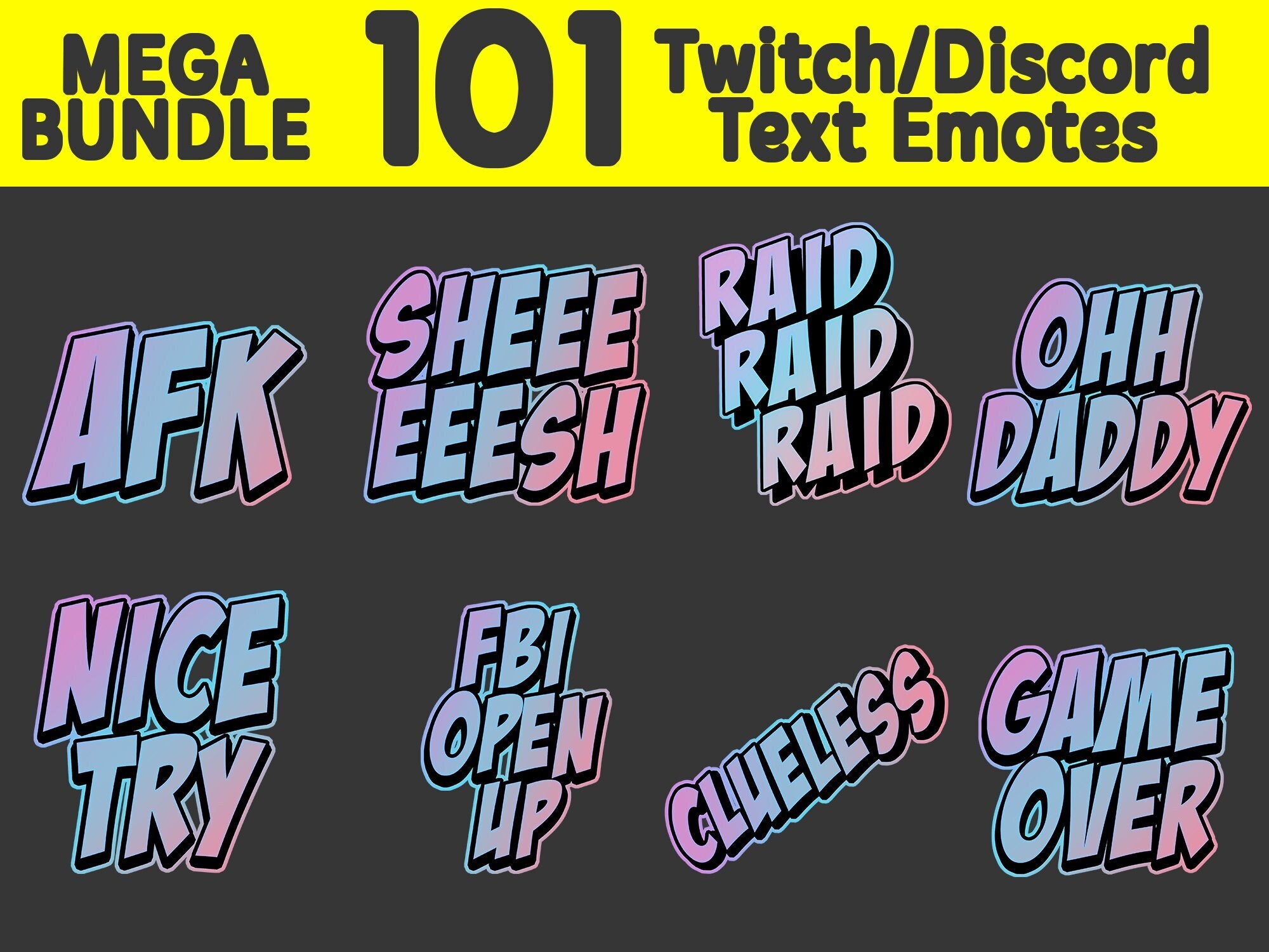 101+ Twitch and Discord Text Emotes Bundle | Twitch and Discord Emotes ...