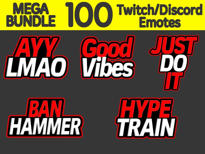 100 Twitch and Discord Text Emotes Bundle | Twitch and Discord Emotes ...