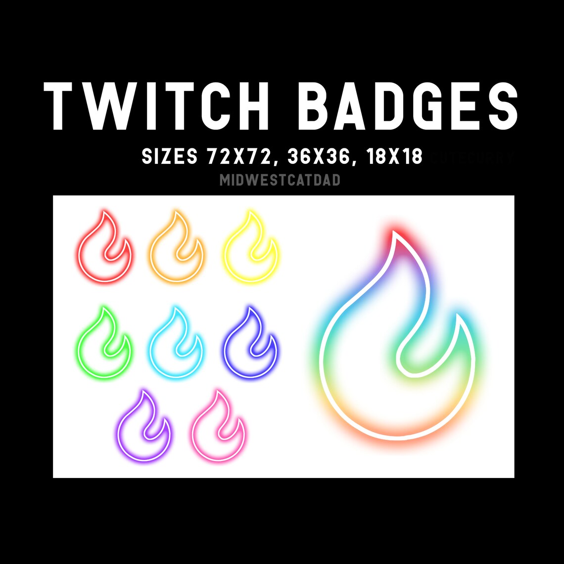 Neon Fire Twitch Badges, Twitch Sub Badges, Twitch Bit Badges ...