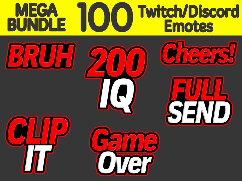 100 Twitch and Discord Text Emotes Bundle | Twitch and Discord Emotes ...