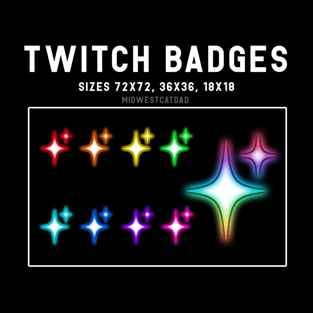 Neon Sparkle Twitch Badges, Twitch Sub Badges, Twitch Bit Badges ...