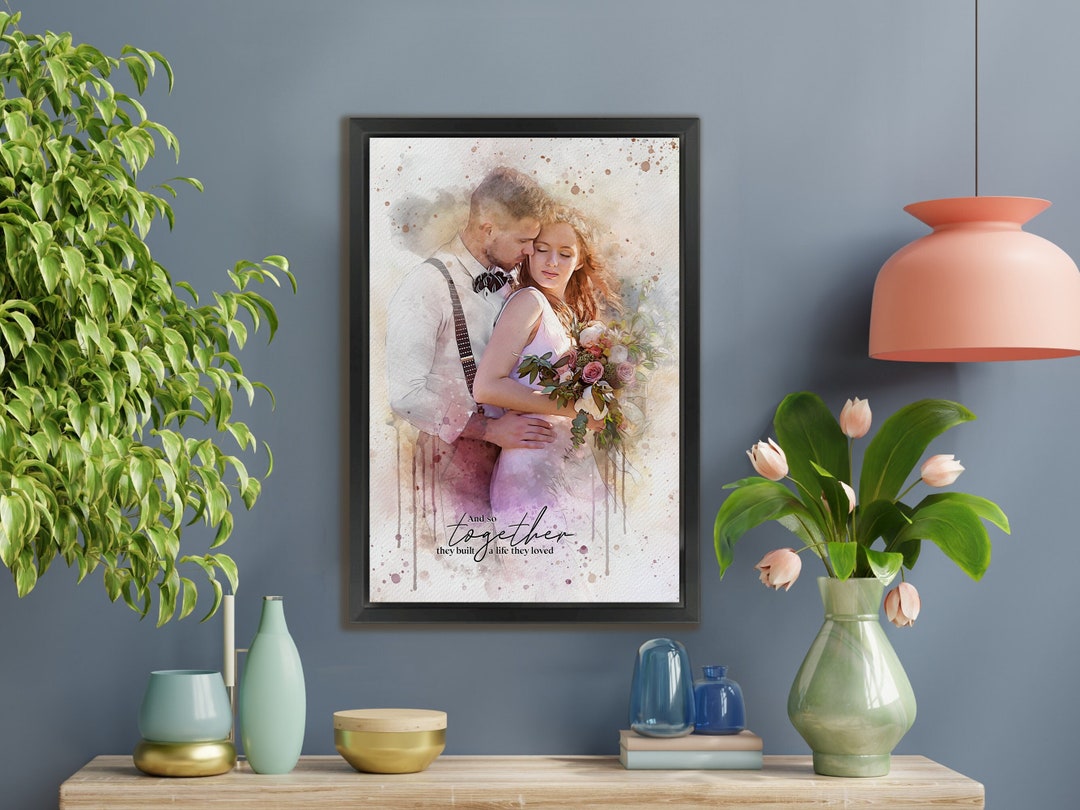 Custom Couple Portrait From Photo | Anniversary Gift | Personalized ...