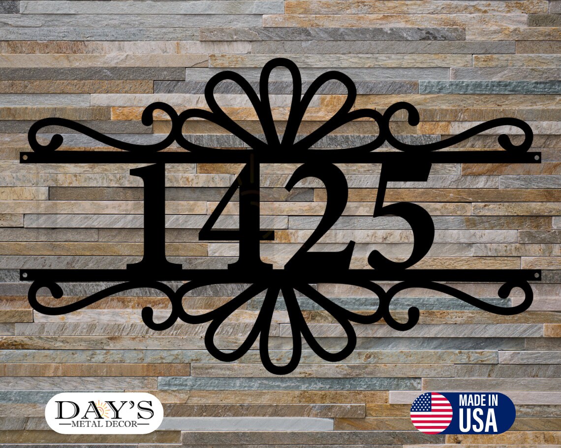 Personalized Scroll House Numbers Metal Sign - Etsy