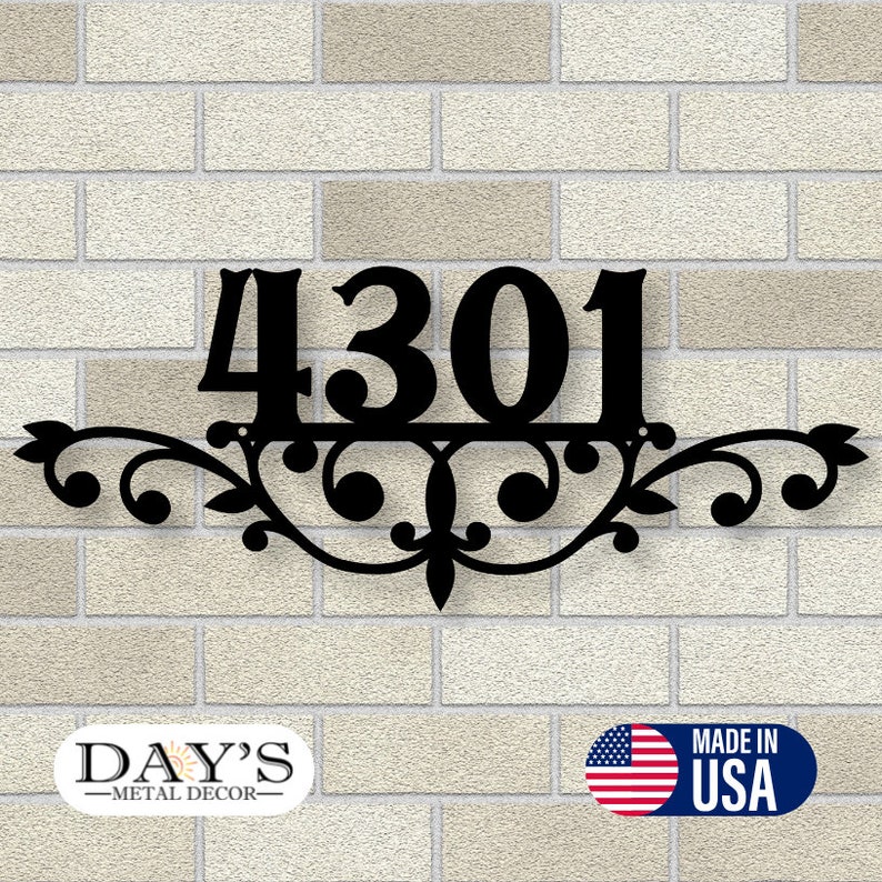 Personalized Scroll House Numbers Metal Sign - Etsy
