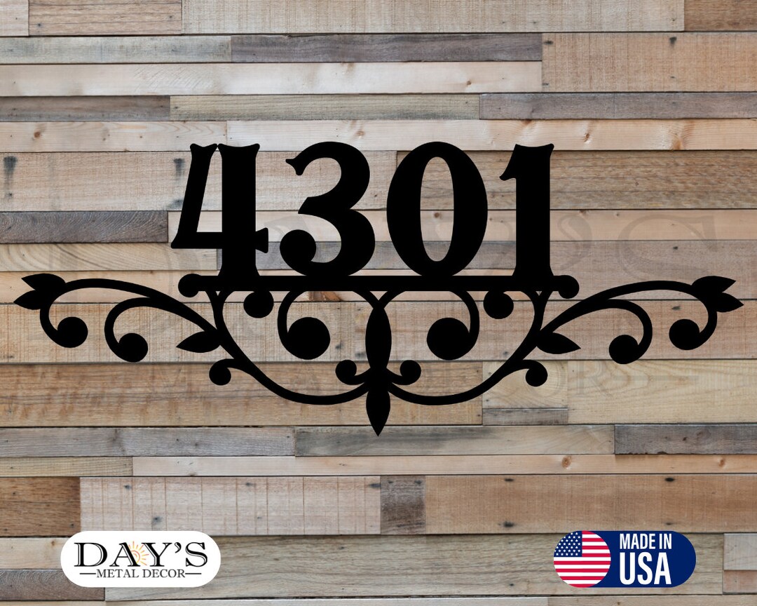 Personalized Scroll House Numbers Metal Sign - Etsy