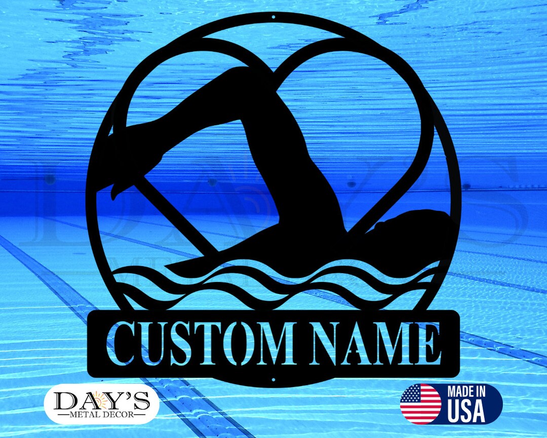 Swimming Personalized Metal Sign, Metal Signs, Home Decor, Swimming ...