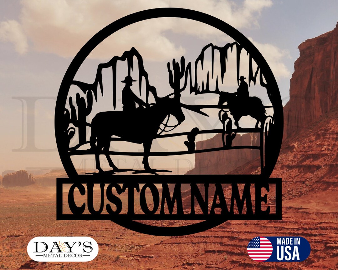 Personalized Cowboy Western Scene Metal Sign, Metal Signs, Metal Wall ...