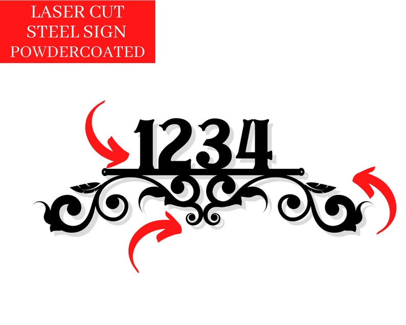 Personalized Scroll House Numbers Metal Sign - Etsy
