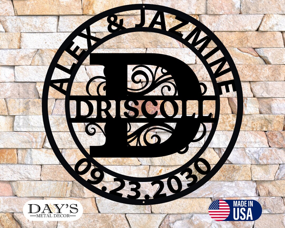 Personalized Custom Metal Monogram Sign, Monogram Wall Decor, Metal ...