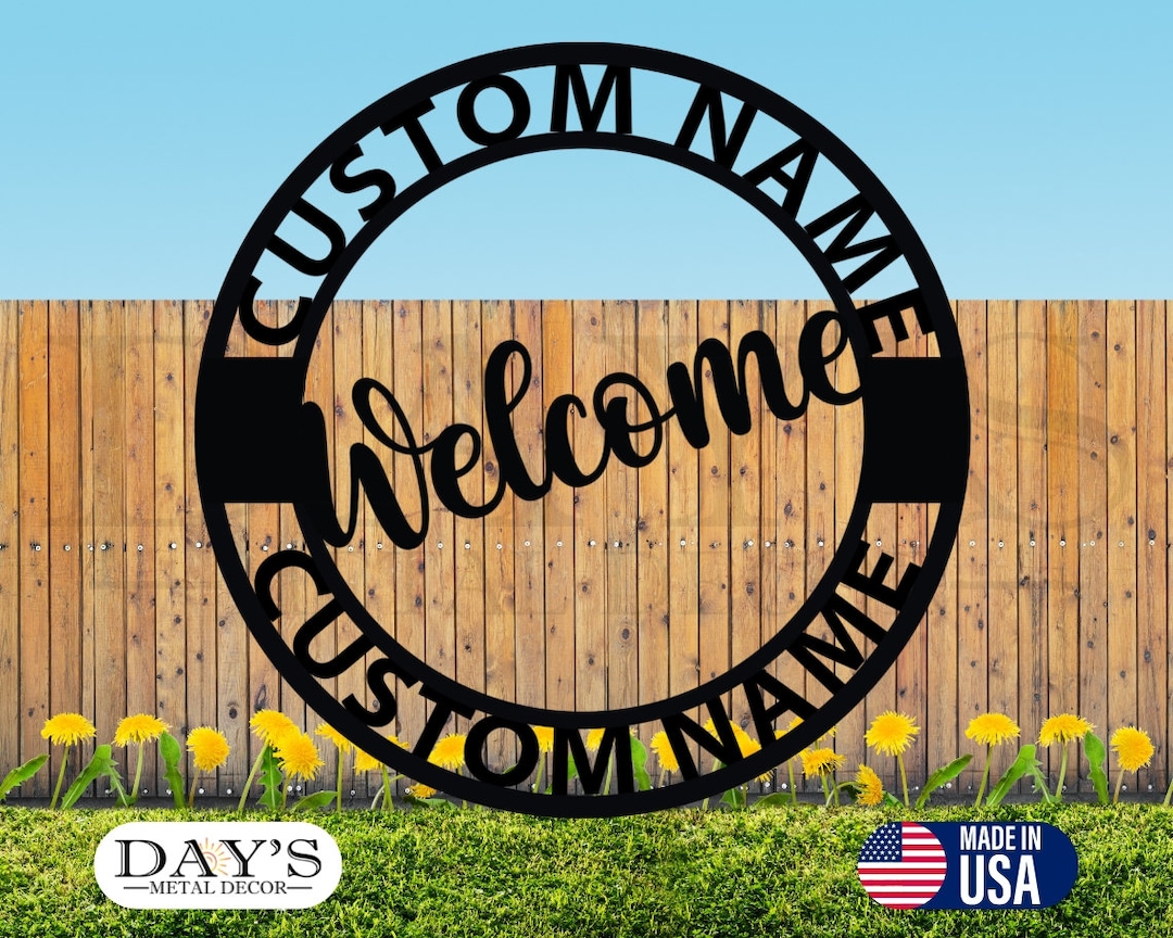 Round Personalized Welcome Metal Sign - Home Welcome Sign - Business ...