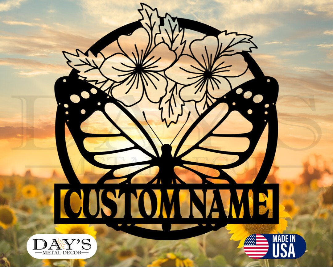 Personalized Butterfly Monogram Metal Sign, Butterfly, Home Decor ...