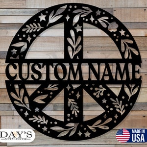 Personalized Metal Piece Sign - Peace Sign - Metal Art - Wall Art ...