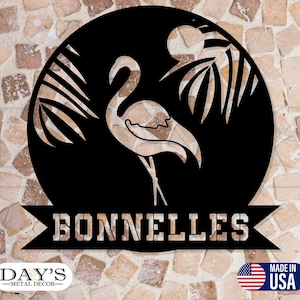 Flamingo Metal Art Wall Decor - Personalized Flamingo Sign - Metal ...